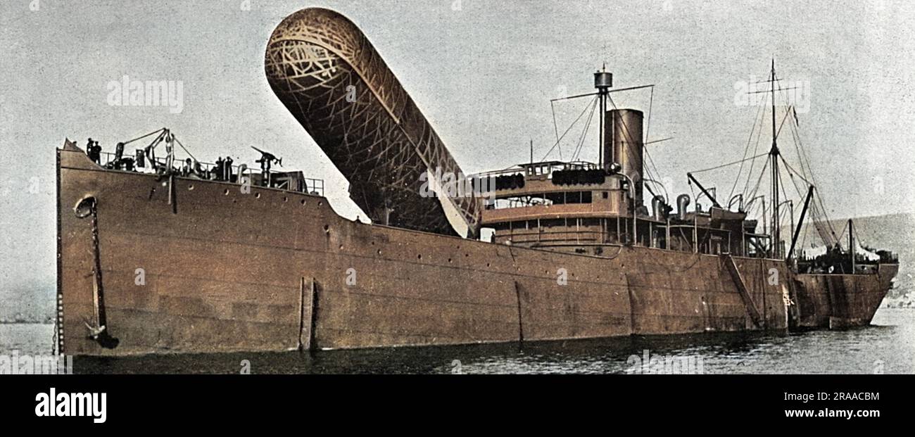 The balloon ship, H.M.S. 'Canning' with the balloon (for observation ...