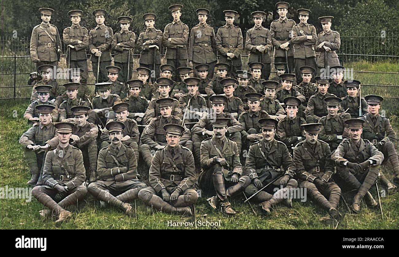 The Officer Training Corps at Harrow School in 1915. Date: 1915 Stock ...