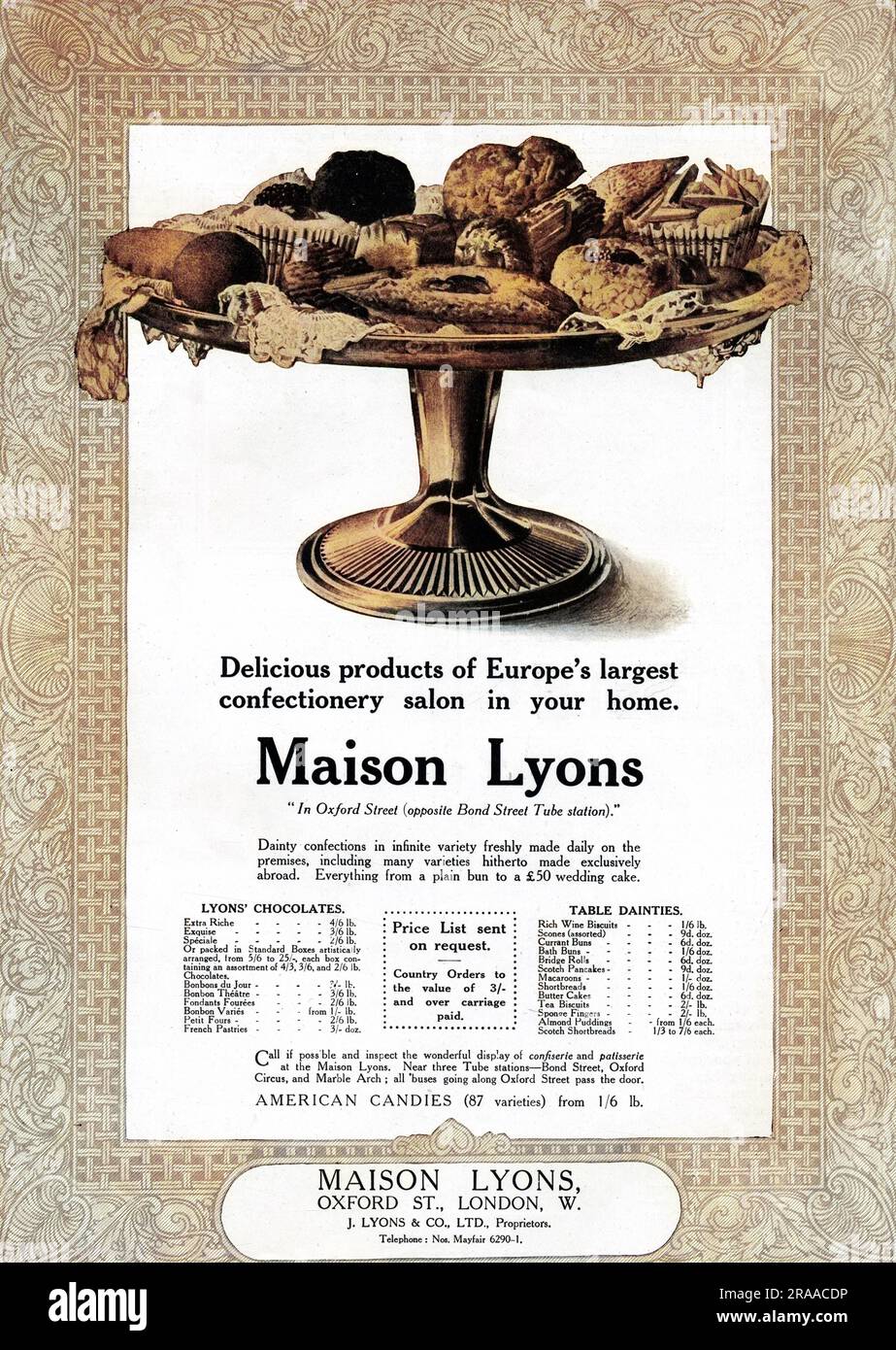 An advertisement for the newly opened Lyons cafe opened up on Oxford ...