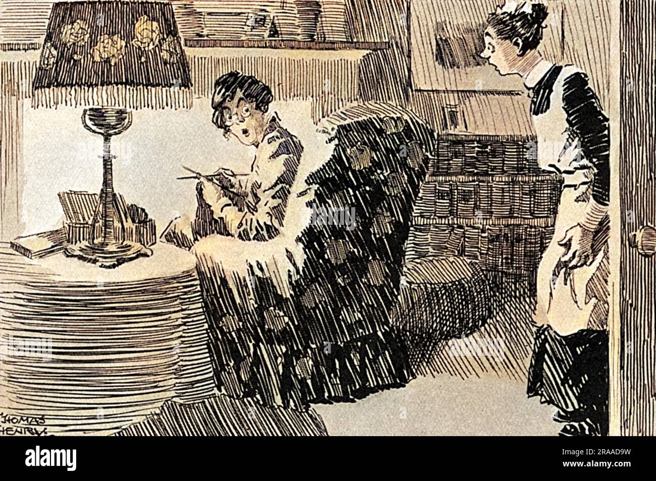 Maid to mistress: 'If yer please, mem, there's a hofficer at the door ...