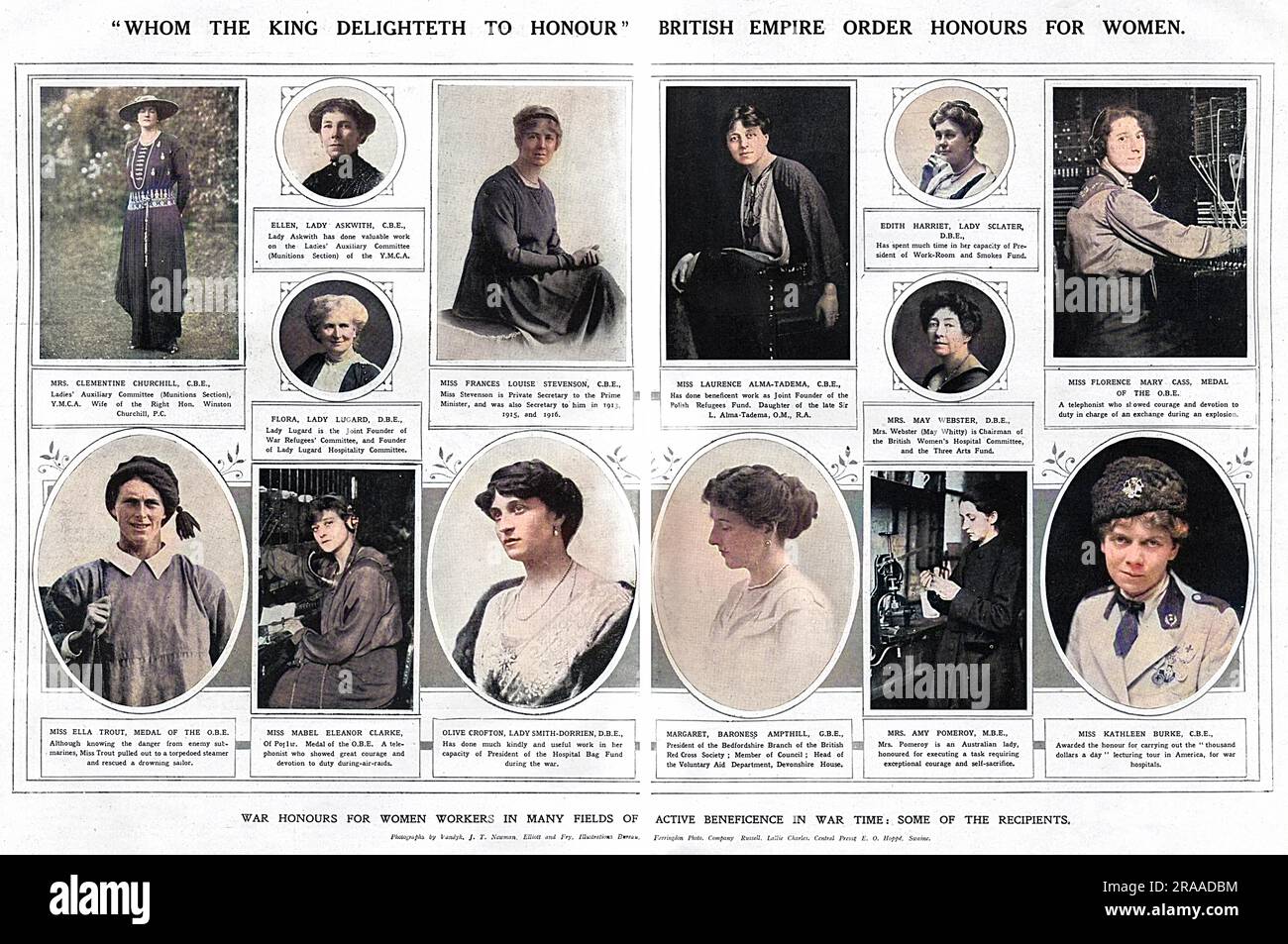 Double page spread featuring portraits of women given New Year honours ...