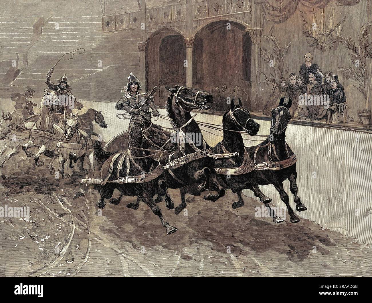 The visit of Queen Victoria to Olympia, London: royalty watching a re ...