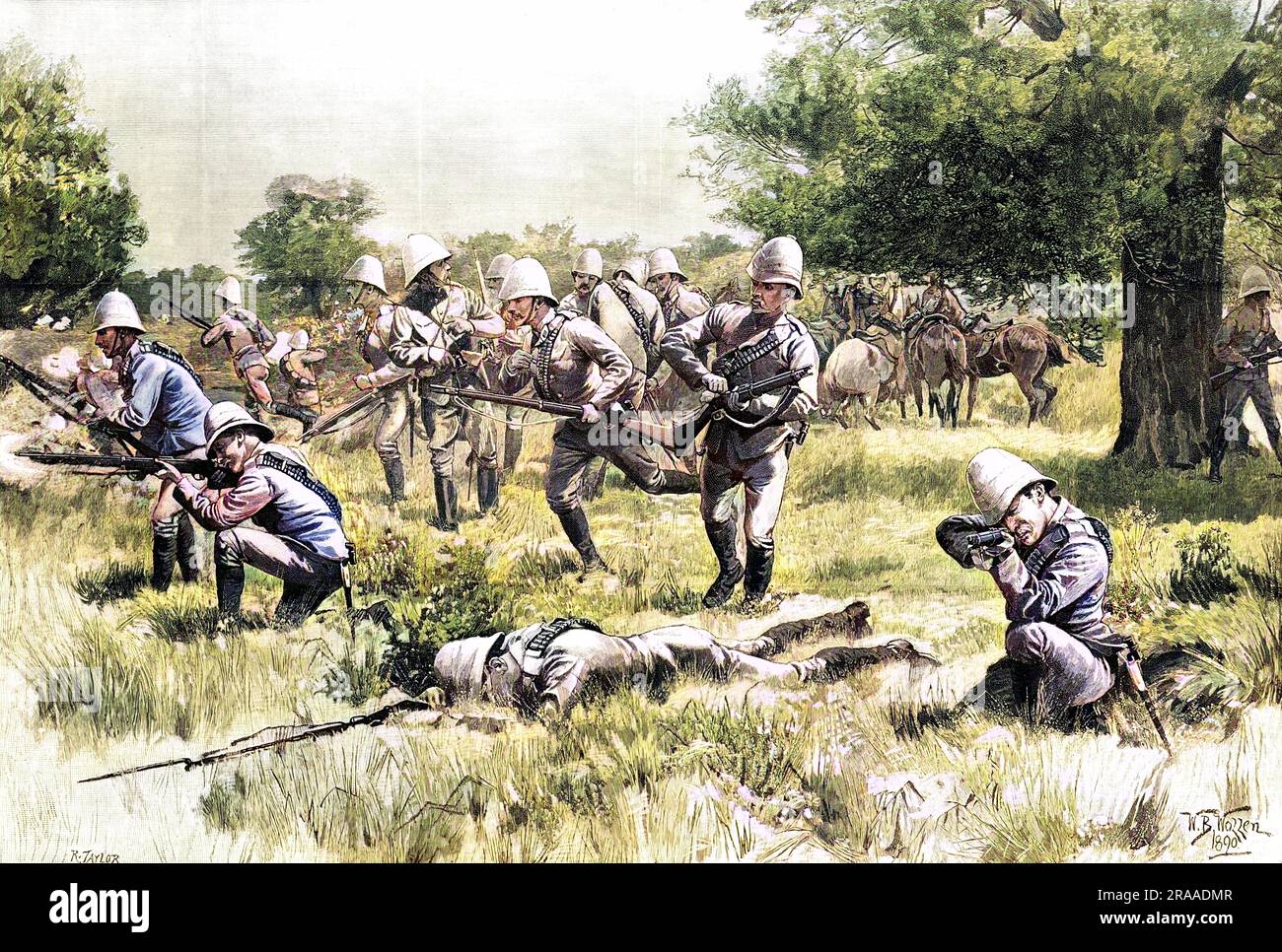 British troops respond to an attack in Burma, 1890. Date: 1890 Stock ...