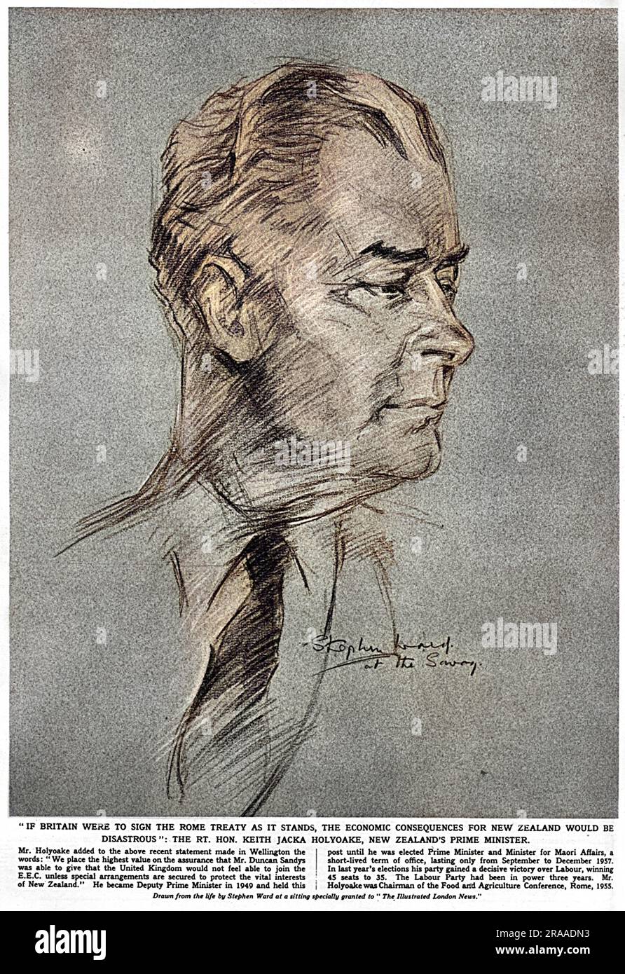Mr. Keith Jacka Holyoake(1904-1983), Prime Minister of New Zealand, as ...