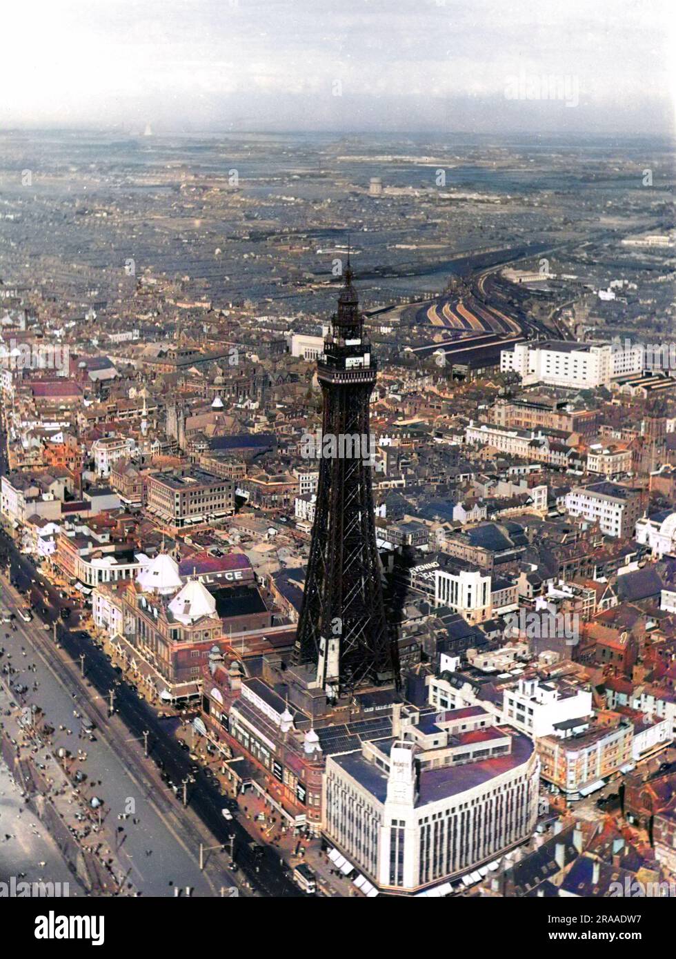 A fine view of Blackpool and its famous tower, seen from the air ...