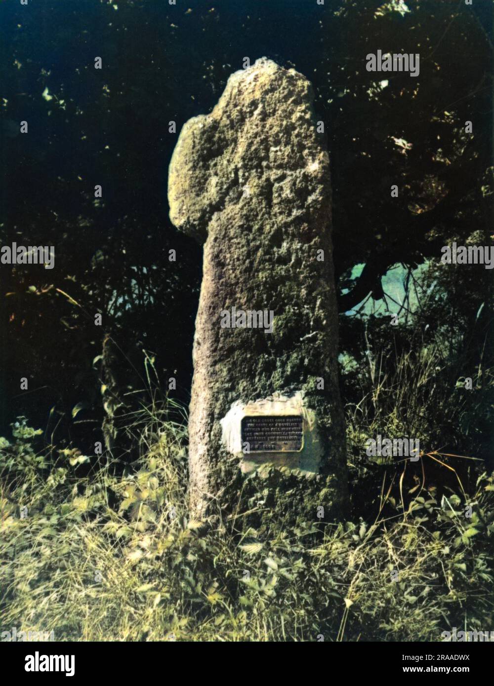 The remains of a wayside cross commemorating a Royalist Officer at ...