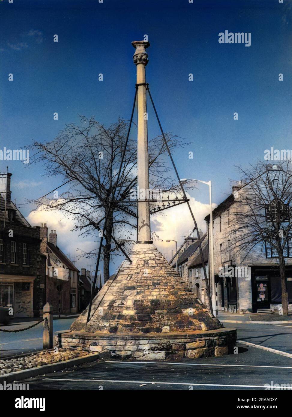 The ancient market cross at Higham Ferrars, Northamptonshire, England ...