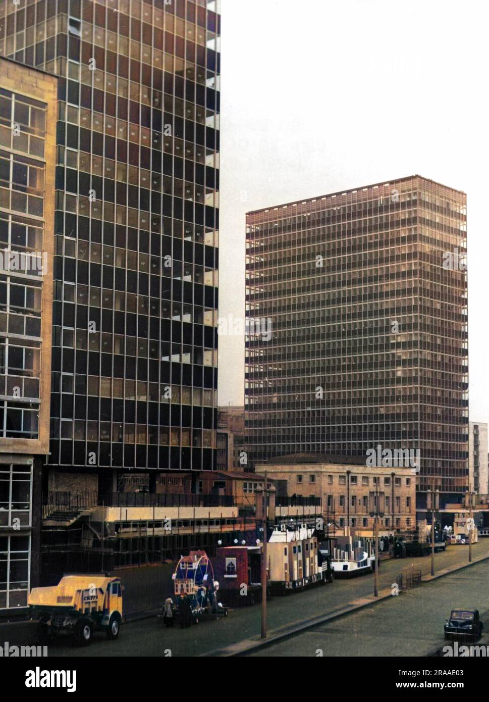 Tall 'modern' office block buildings in London Wall, City of London ...