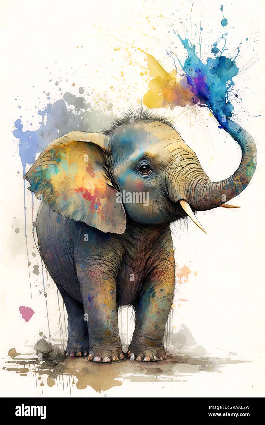 Colorful elephant illustration hi-res stock photography and images - Alamy