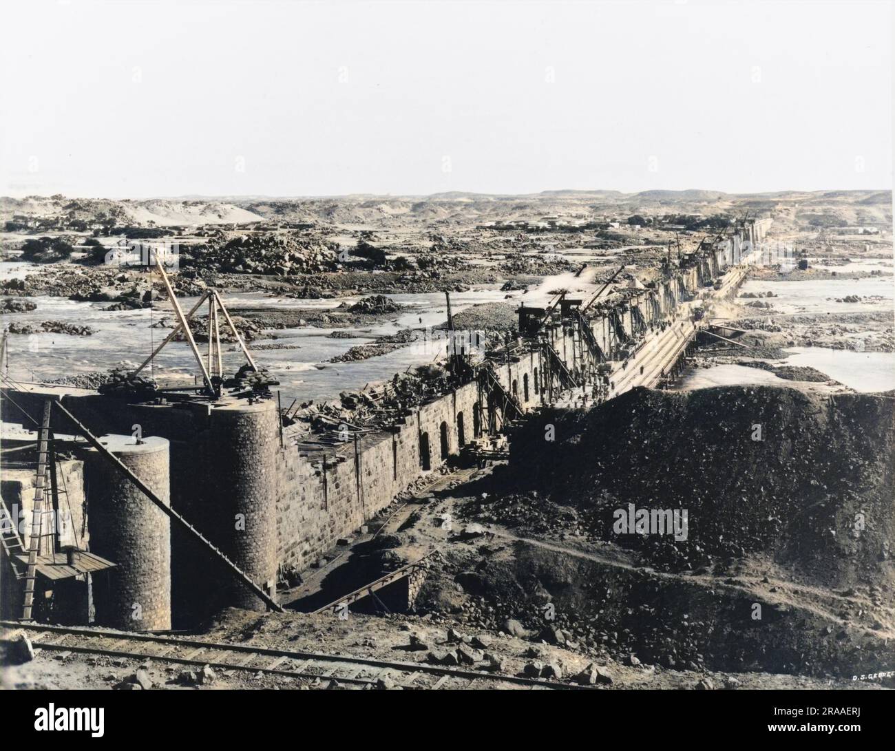 A view of the Aswan Dam on the River Nile in Egypt during construction ...