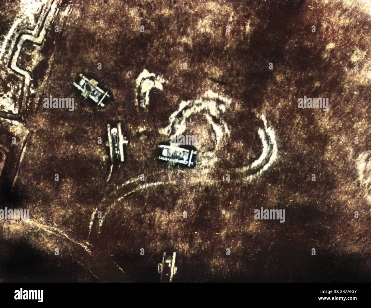 Aerial photograph of British tanks in action during the Battle of ...