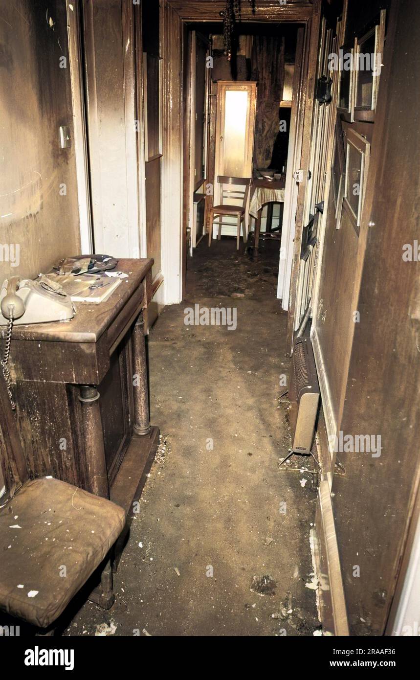 The aftermath of a fatal fire at 10 The Glebe, Blackheath, SE London ...