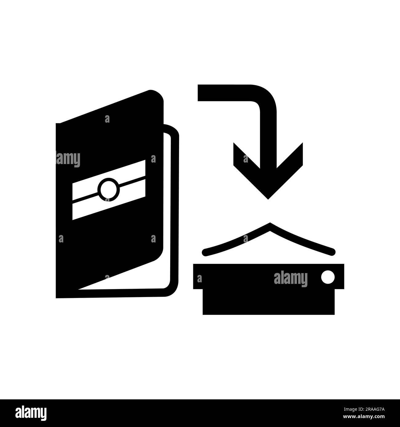 ISO 7001 BP 013: Open passport and place on scanning device ...