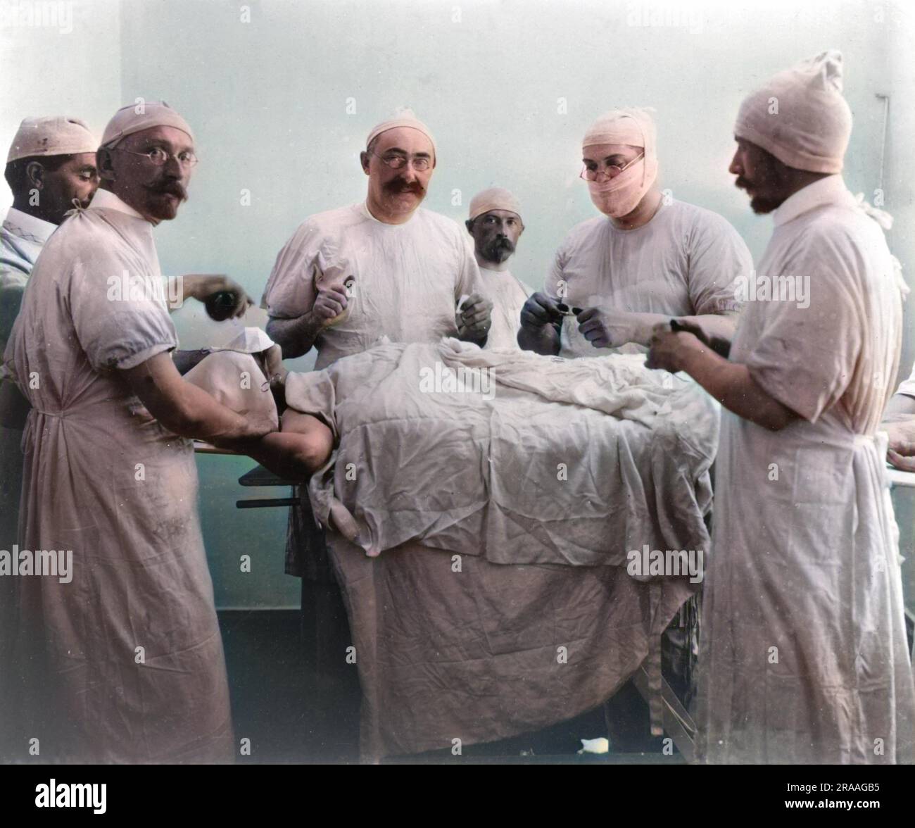 Six surgeons about to get to work in an early 20th century Russian ...
