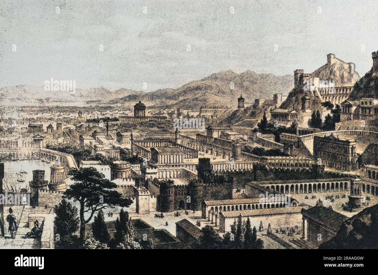 Conjectural recreation of the city of Ephesus, Turkey, viewed from the ...