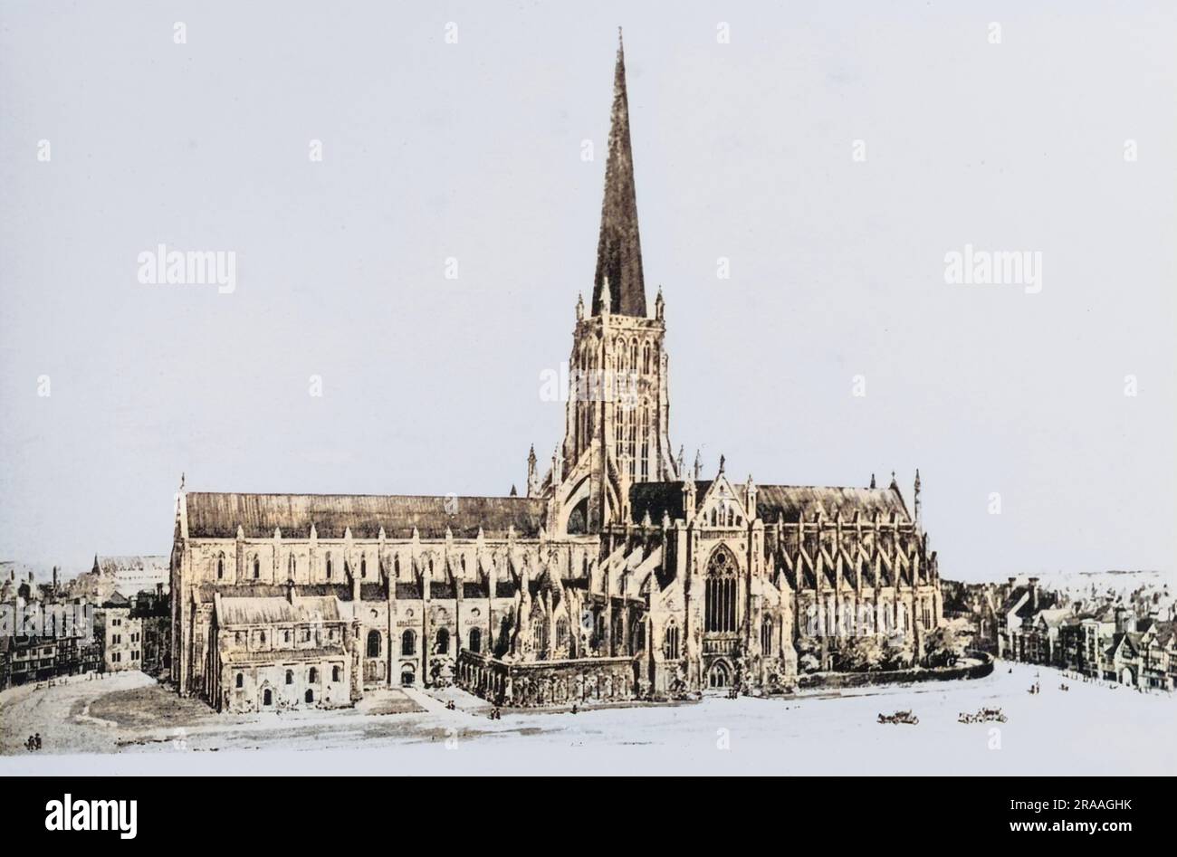 Old St Paul's Cathedral, London, viewed from the south side. Date: 1560 ...
