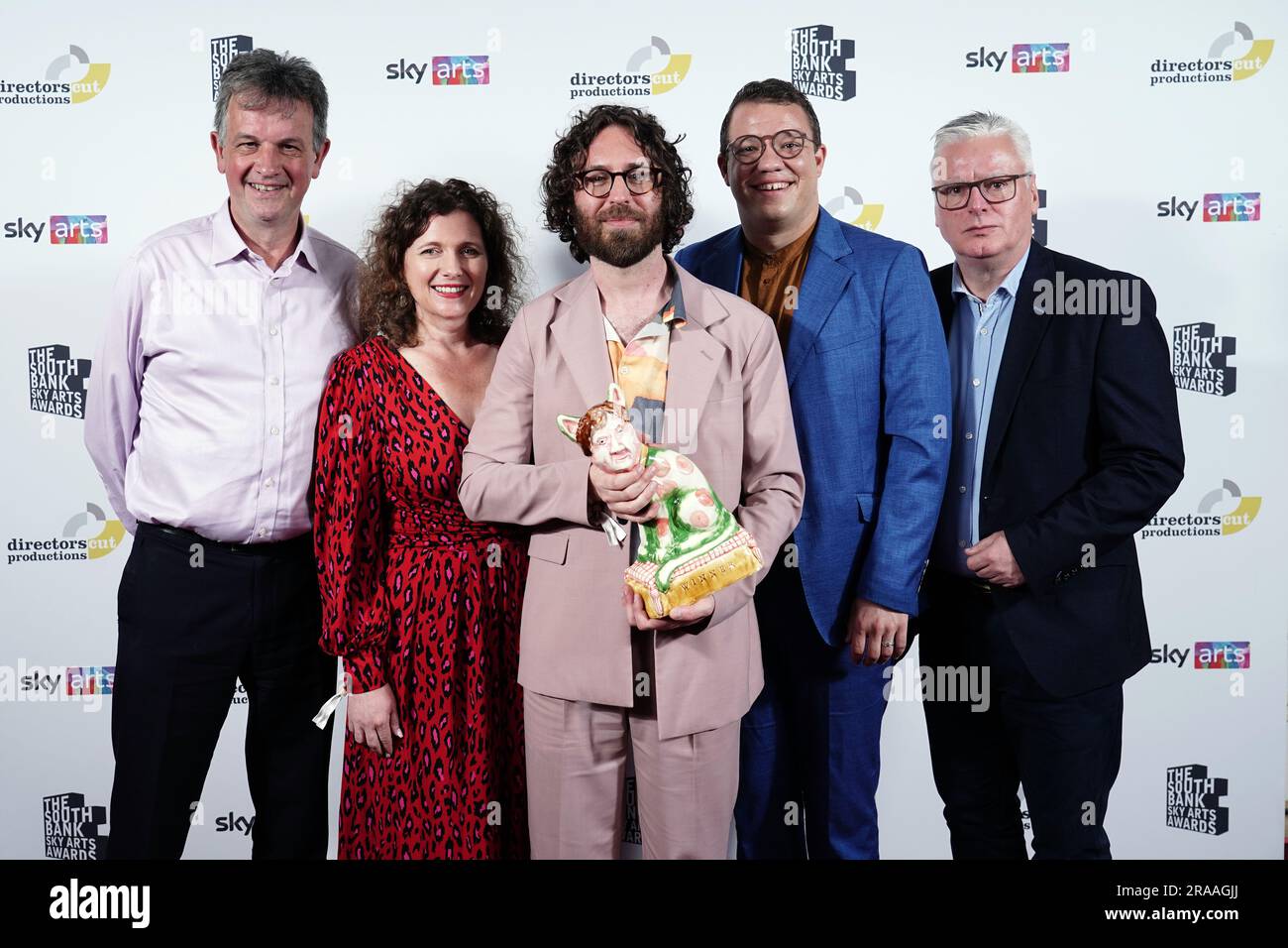 Gavin Higgins (centre) with the classical music award at the South Bank ...