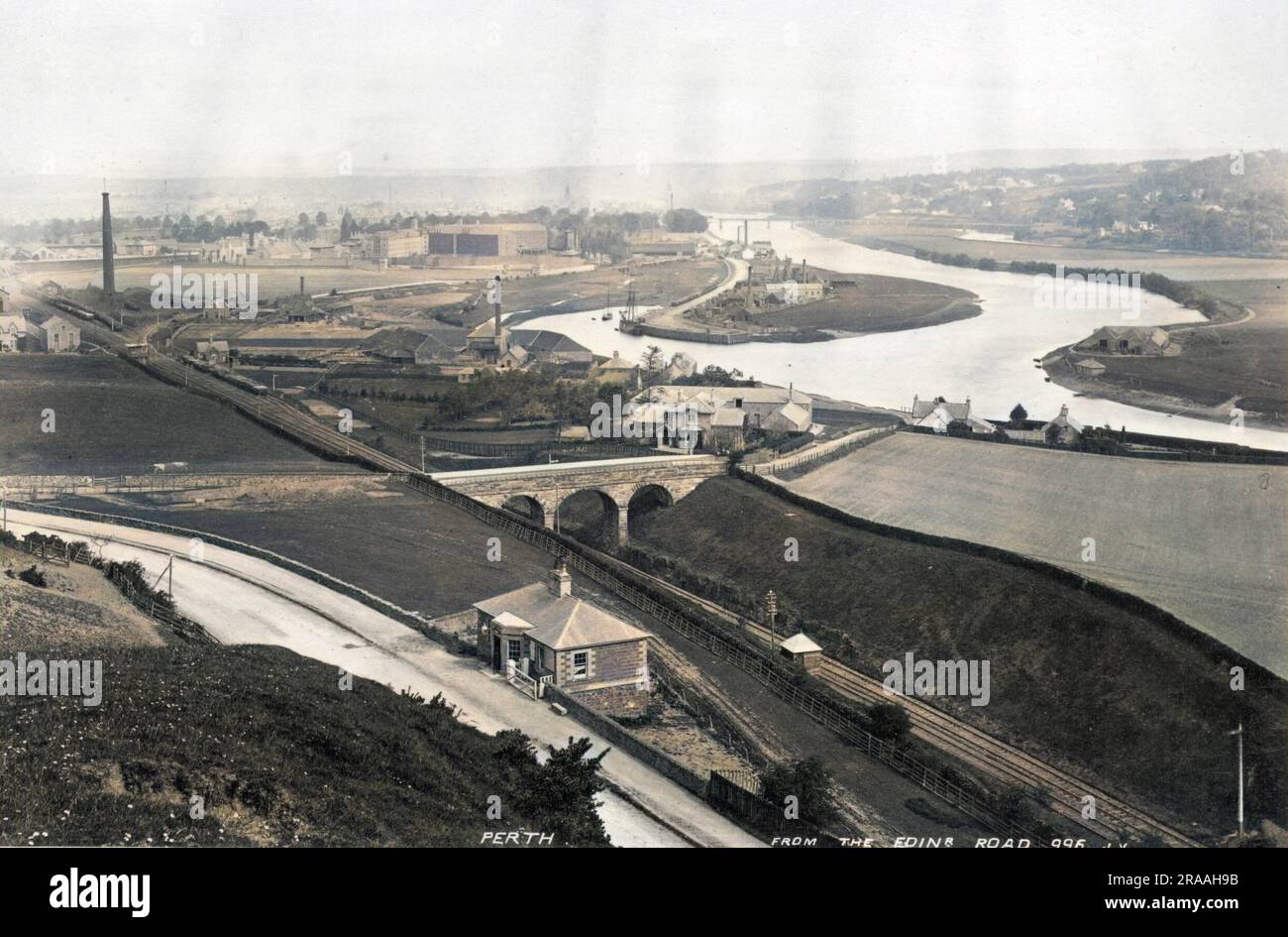 View of Perth, Scotland from the Edinburgh Road Date: circa 1890 Stock ...