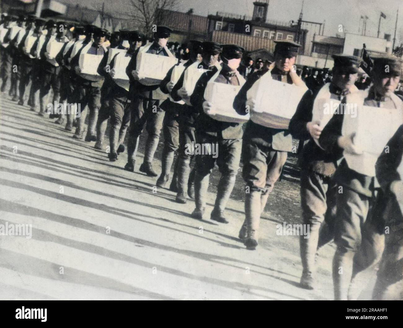 Returned from the front line during the war with China, Japanese troops ...