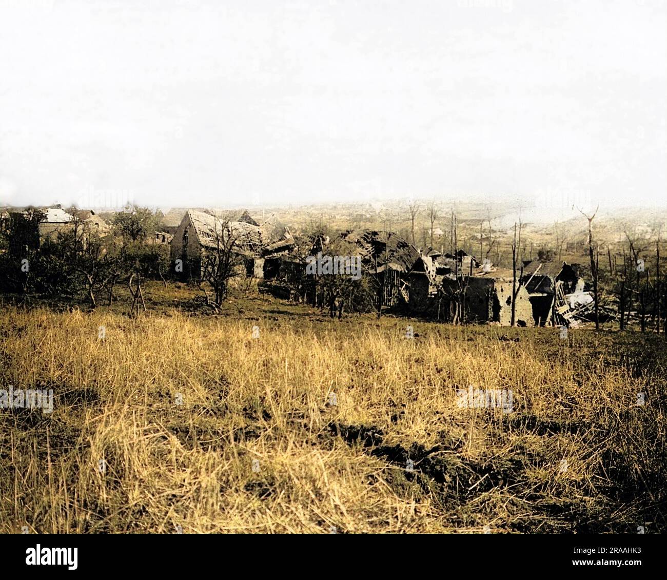 General view of Combles on the Western Front in France during World War ...