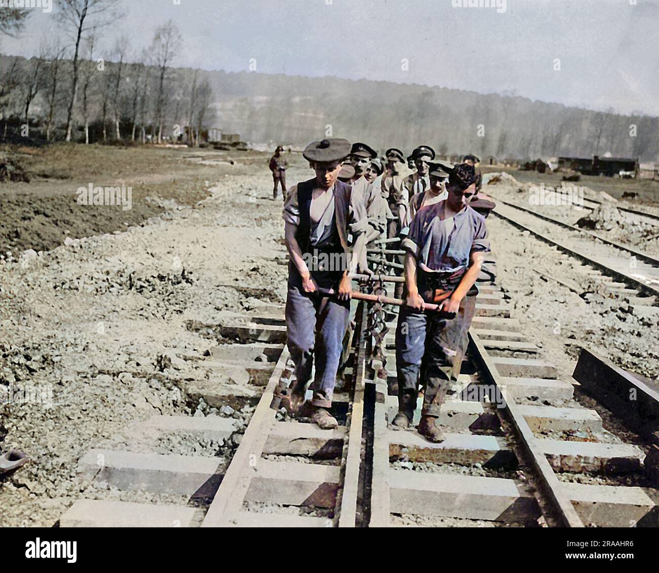 Broad gauge railway construction on the Western Front in France during ...