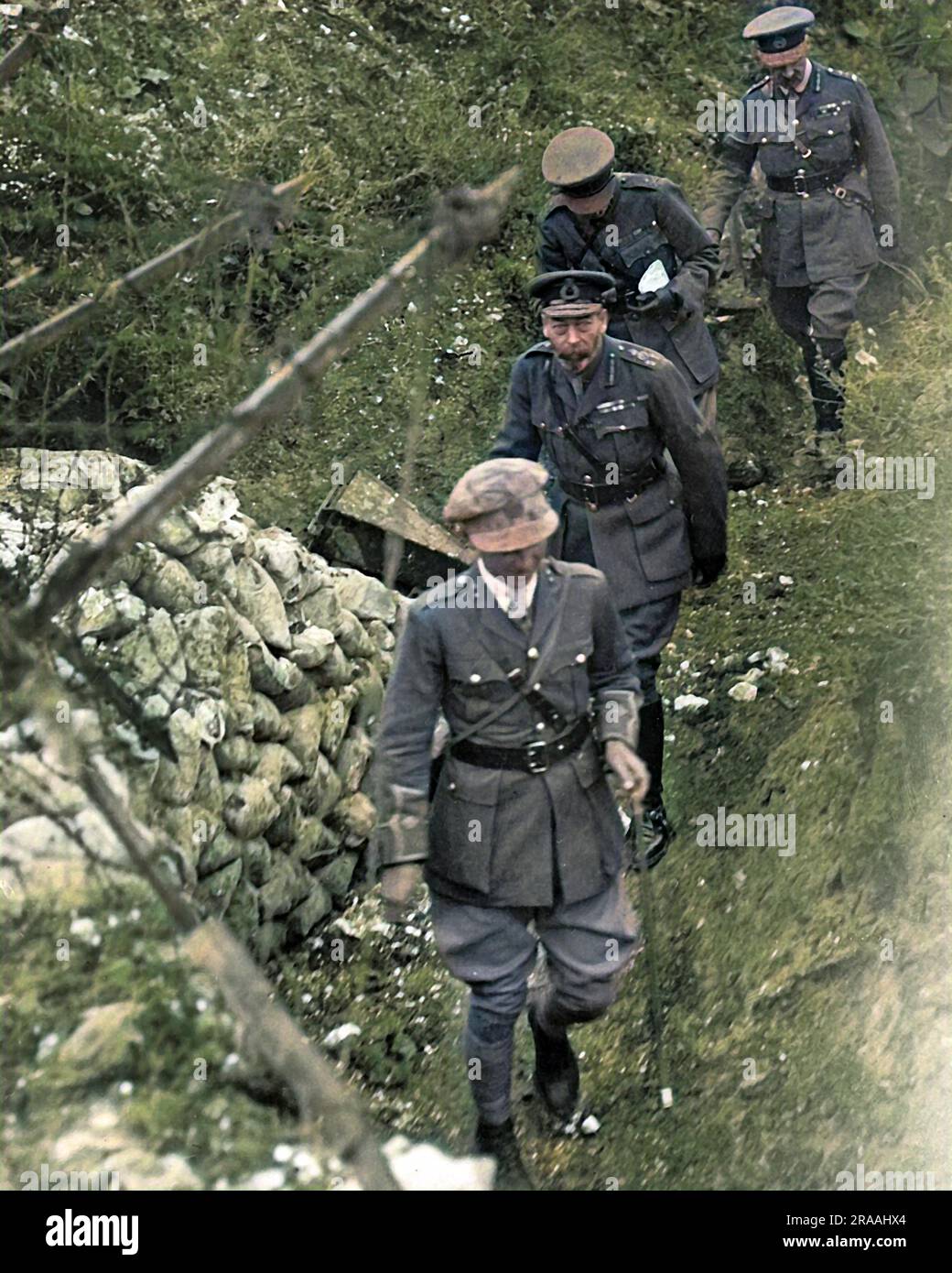 King George V touring a battlefield on the Western Front during World ...