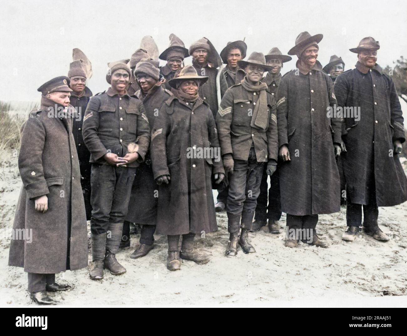 A group of black soldiers (NCOs) at a camp on the Western Front in ...