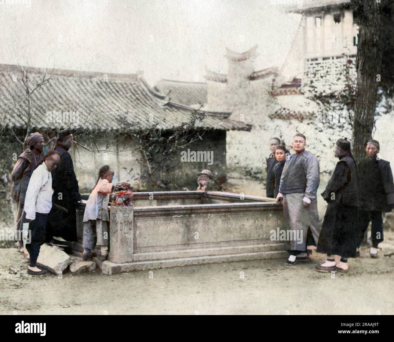 Communal water tank, China. Date: circa 1890 Stock Photo - Alamy