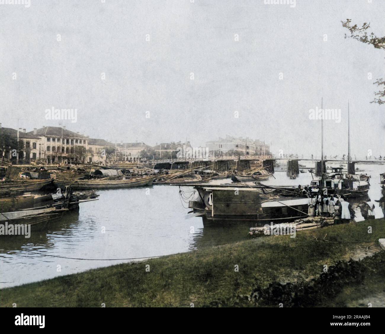 Boats on the water at Shanghai, China. Date: circa 1890 Stock Photo - Alamy