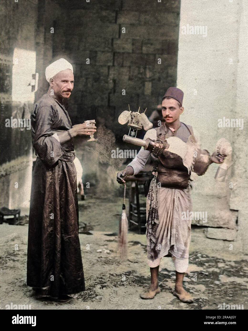 Lemonade vendor and customer, Egypt. Date: circa 1870 Stock Photo - Alamy