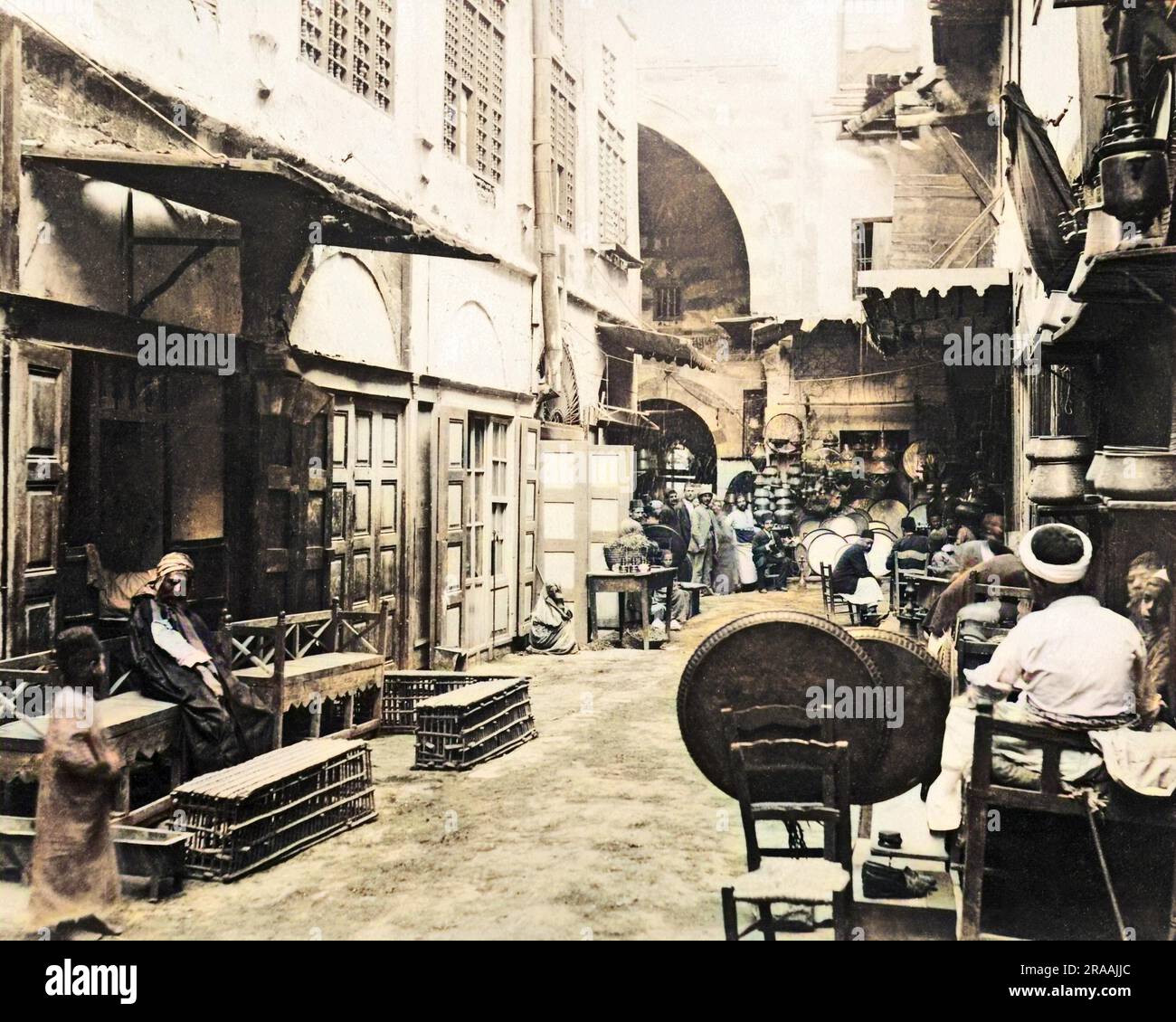 Street market, Cairo, Egypt. Date: circa 1870 Stock Photo - Alamy
