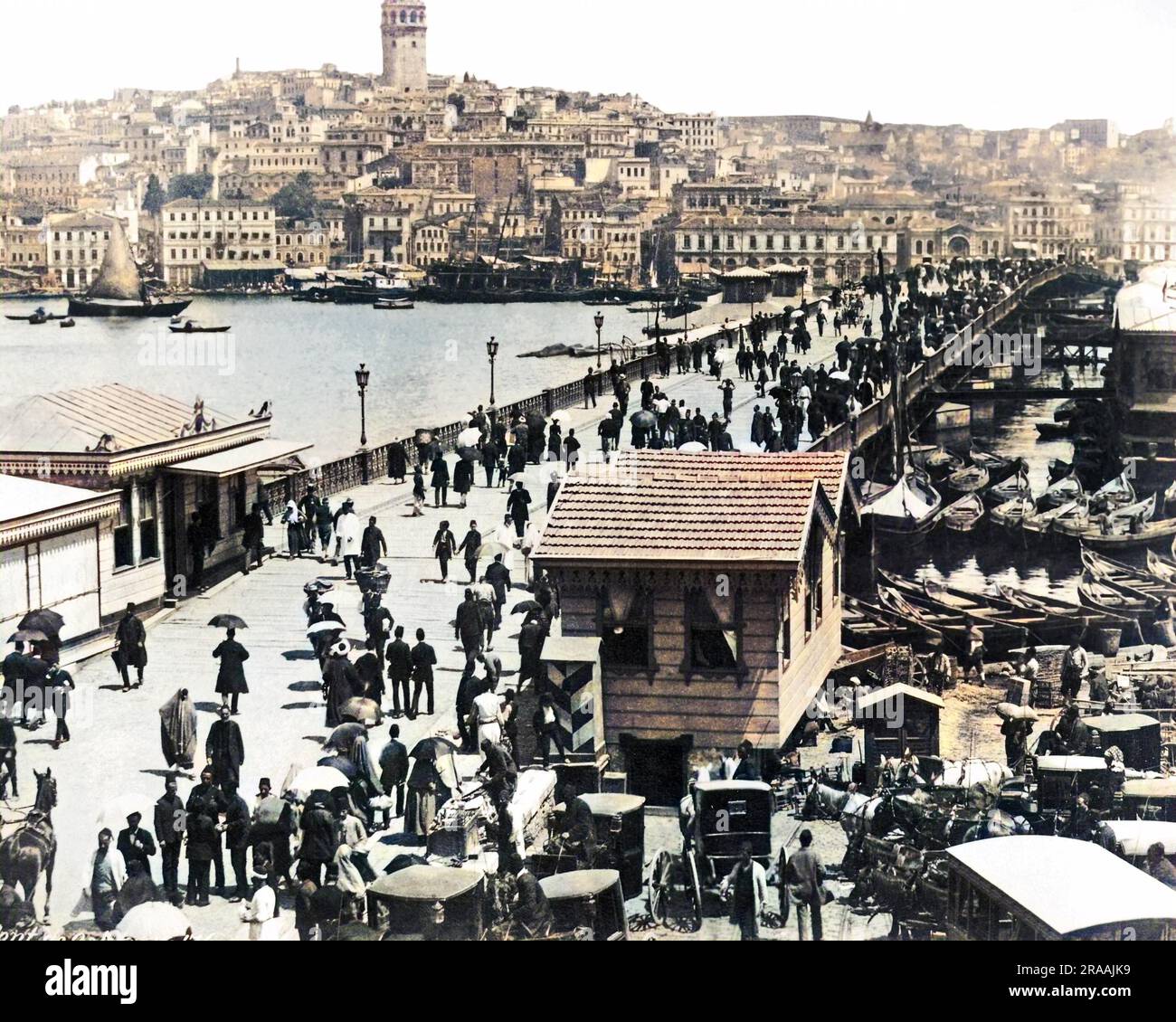 Galata Bridge, Istanbul, Turkey. Date: circa 1870 Stock Photo - Alamy