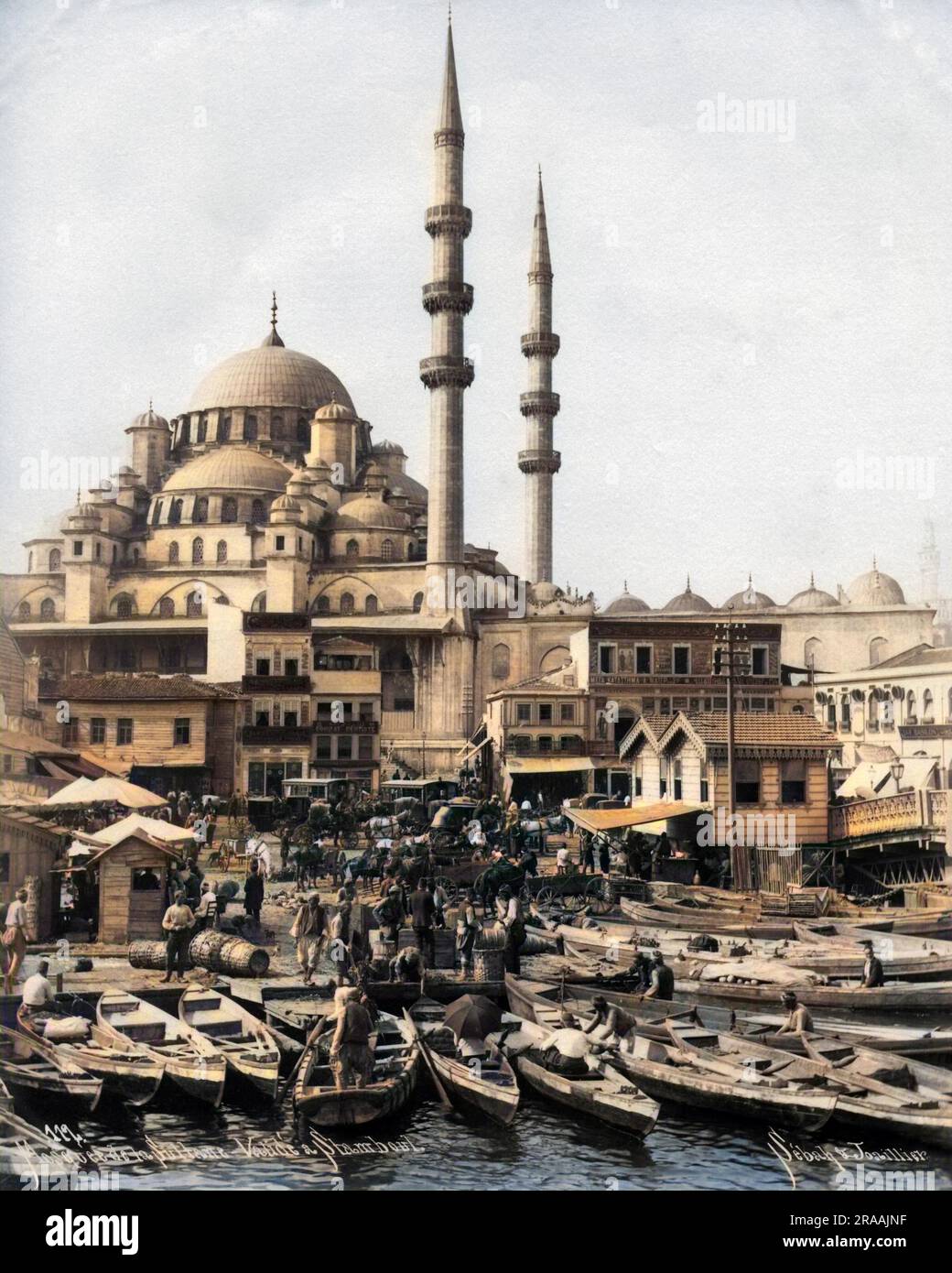 Waterfront and Hagia Sophia, Istanbul, Turkey. Date: circa 1870 Stock ...