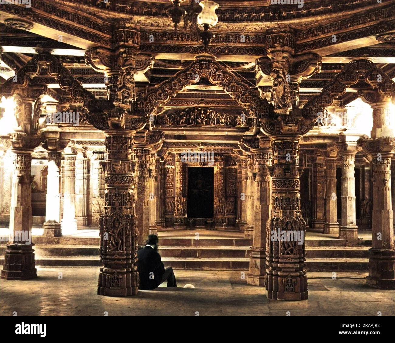 Interior of a Jain Temple, Mount Abu, Rajasthan, India. Date: circa ...