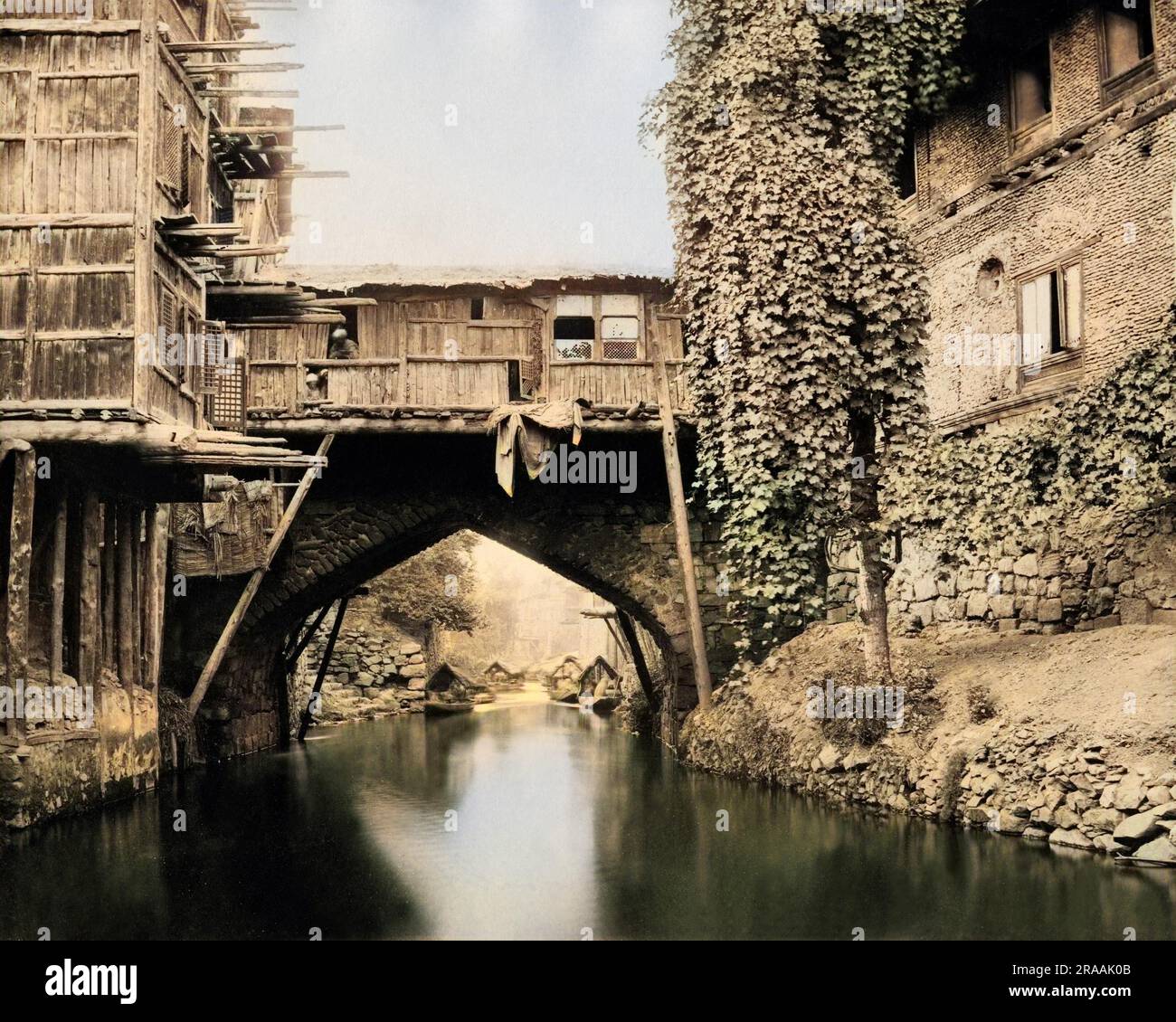 View of the Marqual Canal, Srinagar, Kashmir, India. Date: circa 1890s ...