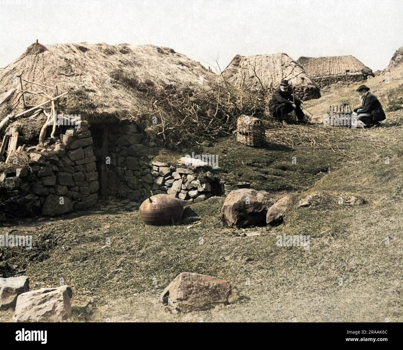 Crofters and their cottages, Isle of Skye, Scotland. Date: late 19th ...