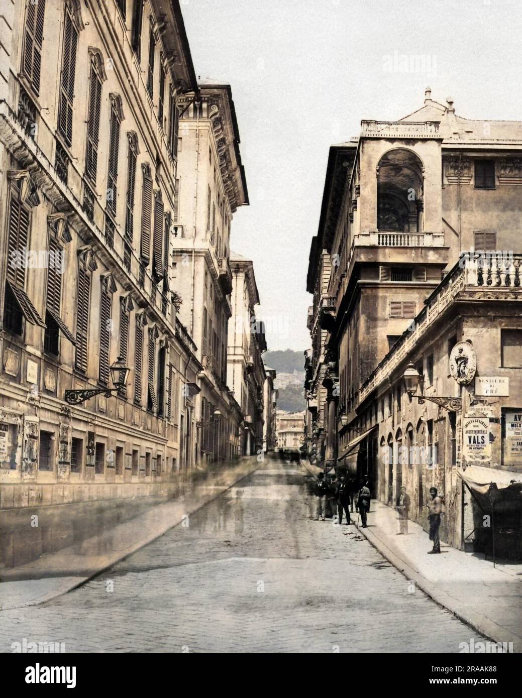 Via Balbi, one of the main streets in Genoa, Italy. Date: late 19th ...
