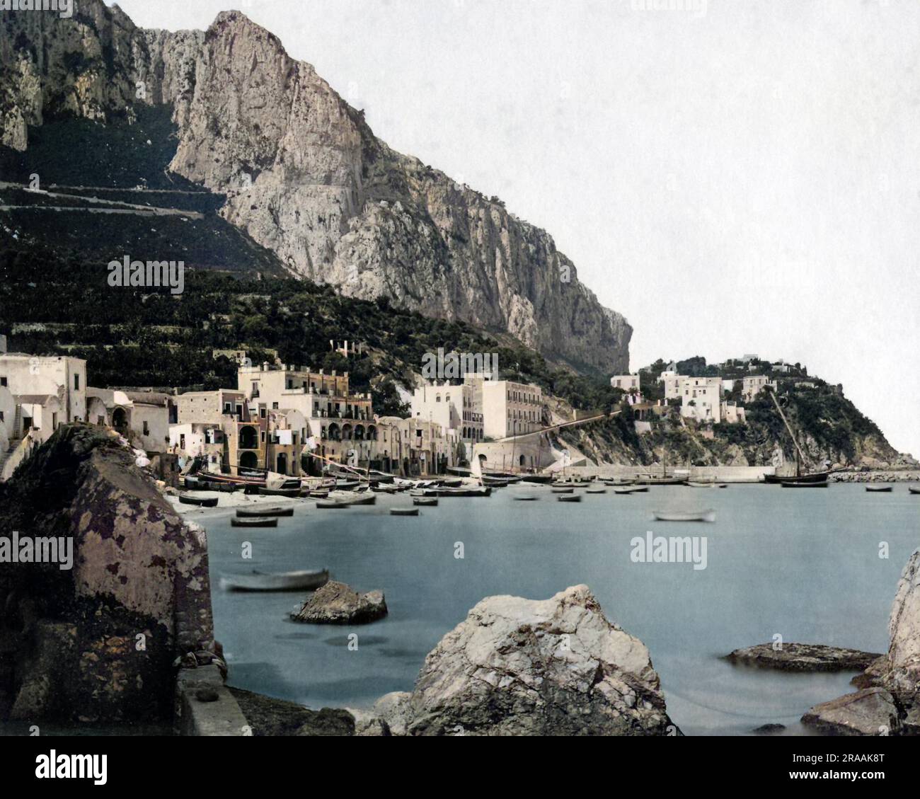 Marina on the Isle of Capri, Italy. Date: late 19th century Stock Photo ...