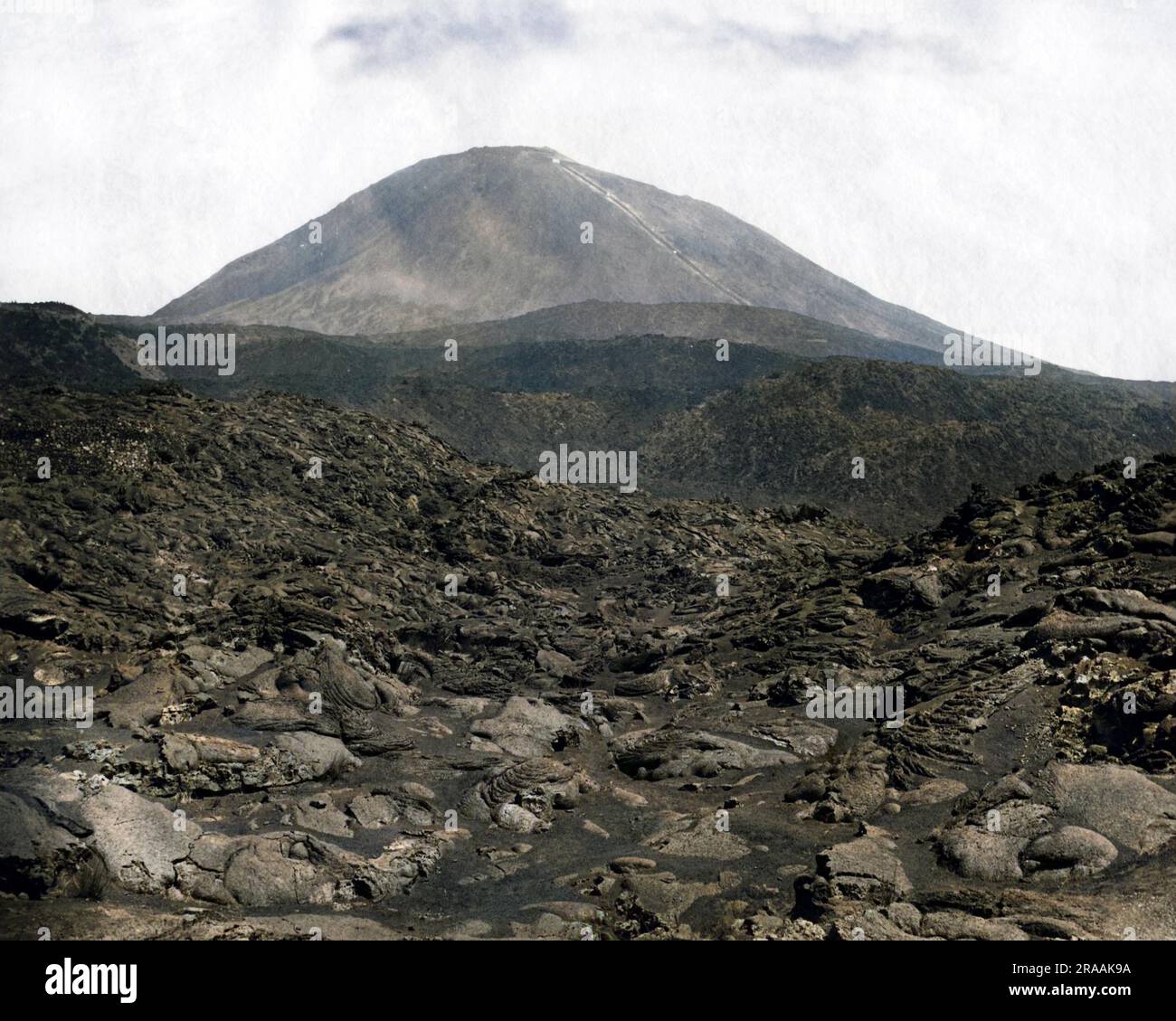 View of the summit of Mount Vesuvius, Italy, from fairly close range ...