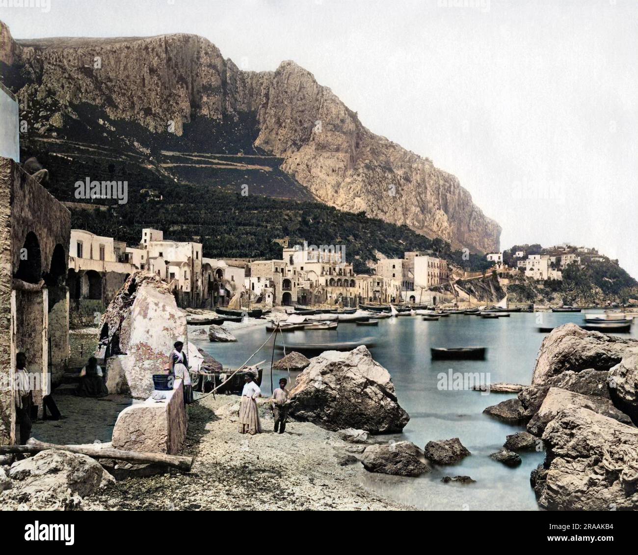 Marina on the Isle of Capri, Italy. Date: late 19th century Stock Photo ...