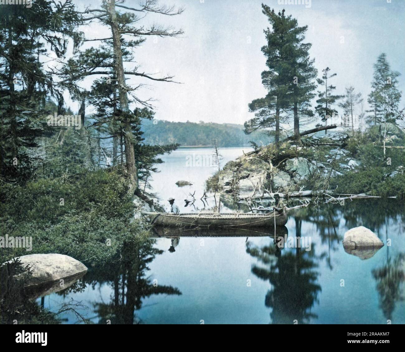Bark Canoe, Lake Commandeau, Quebec Stock Photo - Alamy