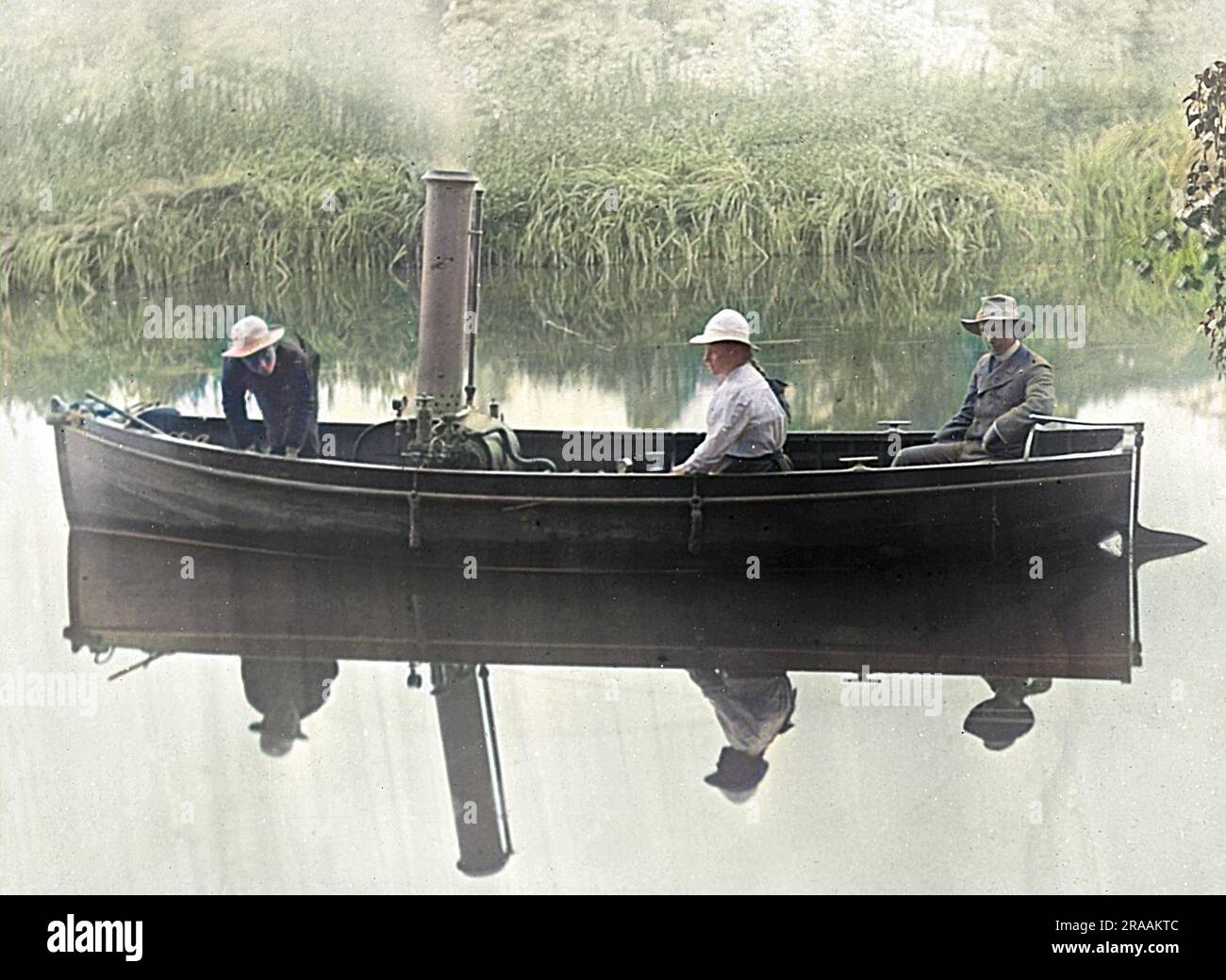 Taking a small steam launch out for a river trip on a very still day ...