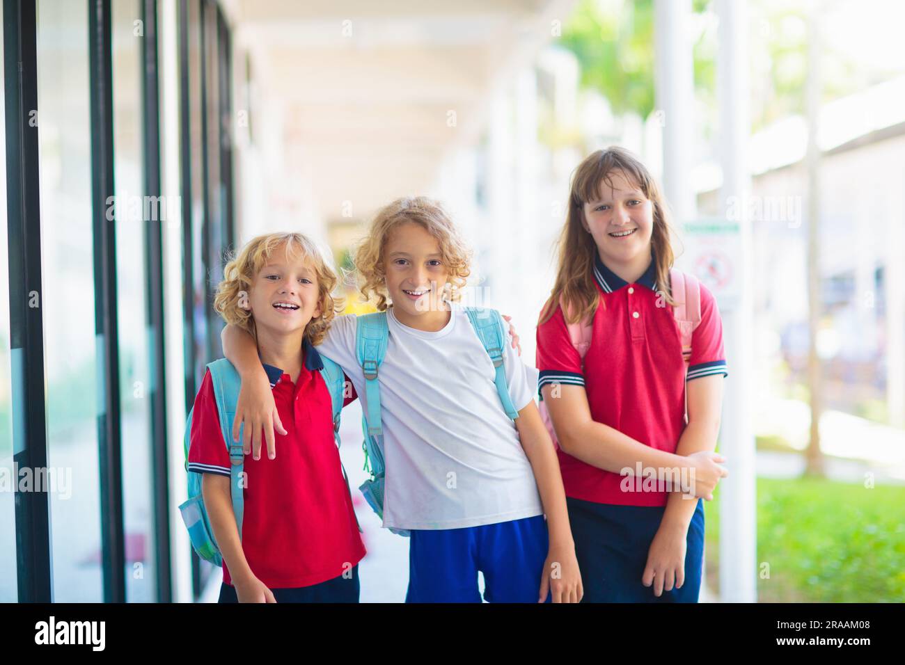 Children go back to school. Start of new school year after summer ...