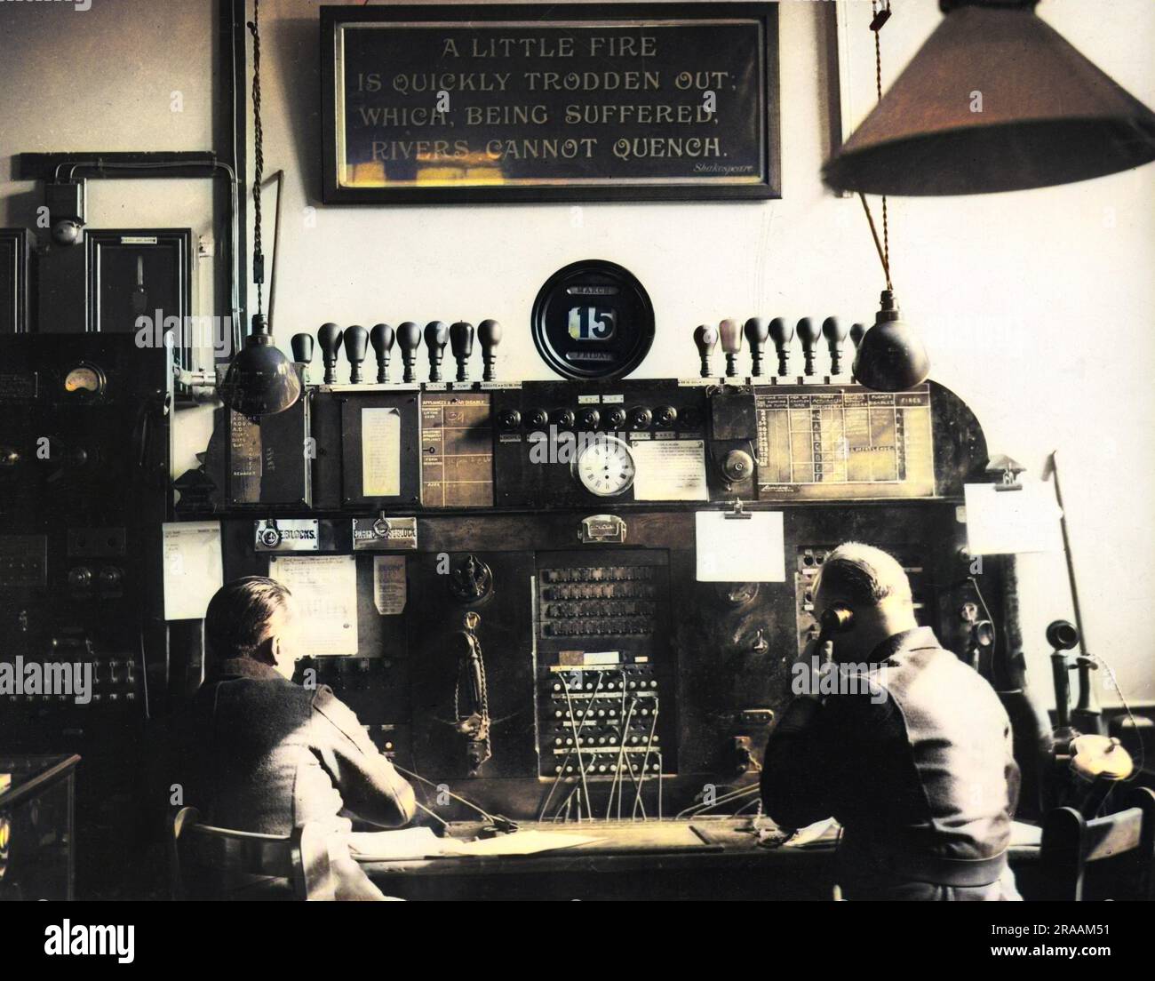 The watchroom of Southwark Fire Station, London. Although this had a ...