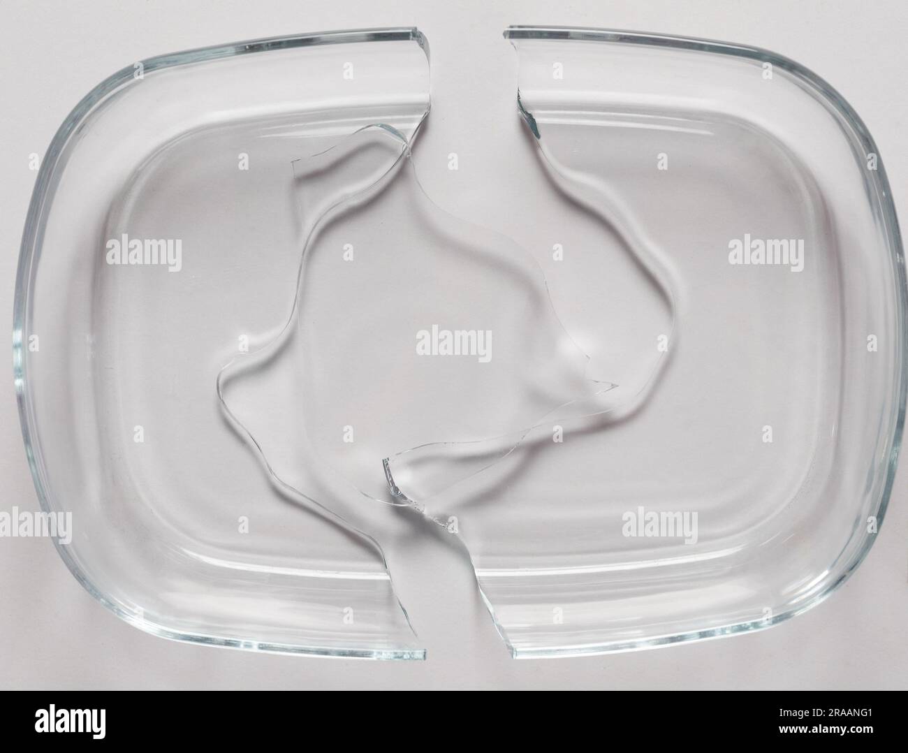 Broken transparent glass bowl above top view close up view Stock Photo ...