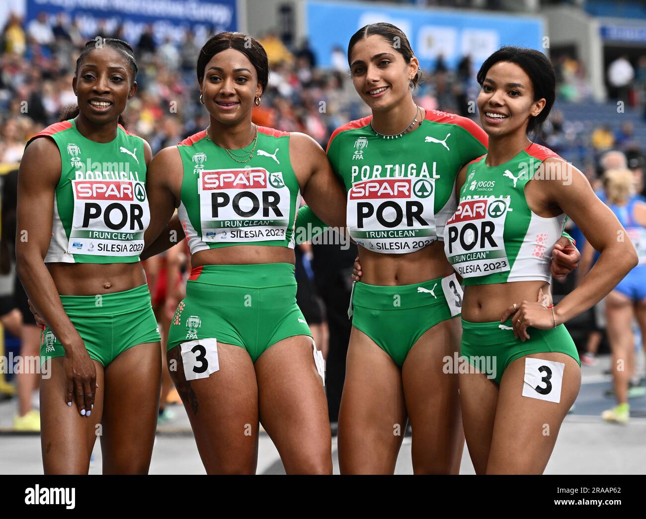 CHORZOW, POLAND - JUNE 24: Lorene Dorcas Bazolo, Ariallis Gandulla, Rosalina Santos, Iris Silva ...