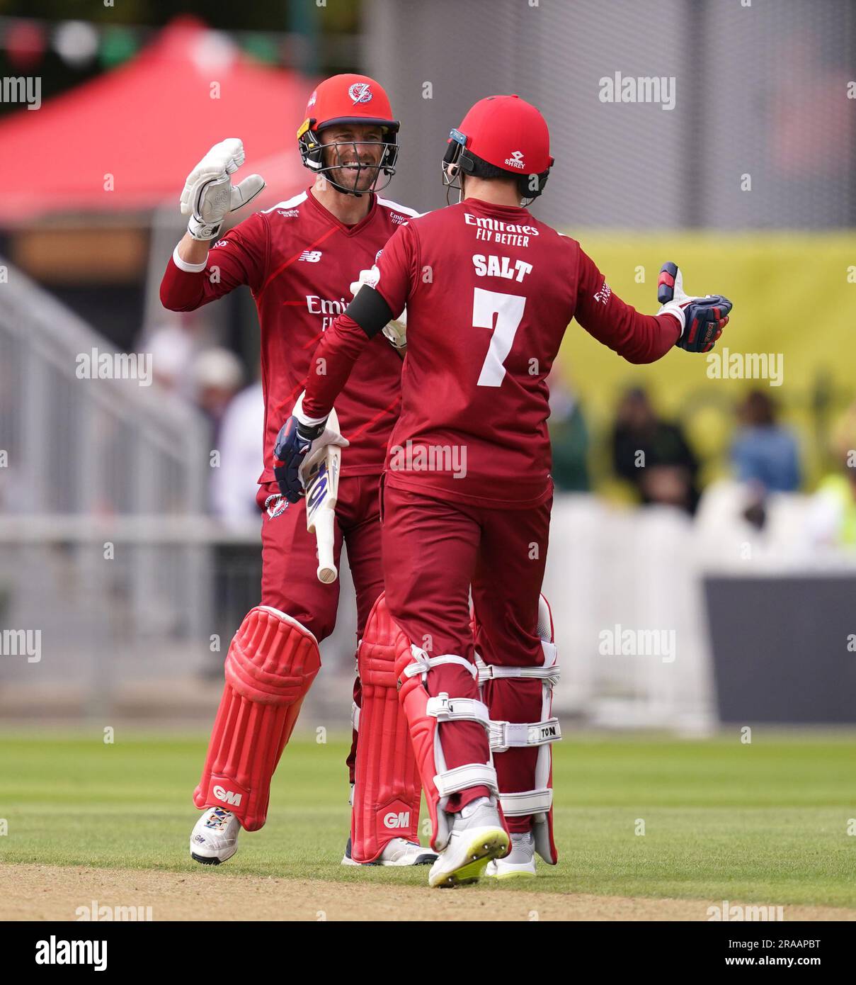 Lancashire Lightning's Phil Salt (right) and Dane Vilas celebrate ...