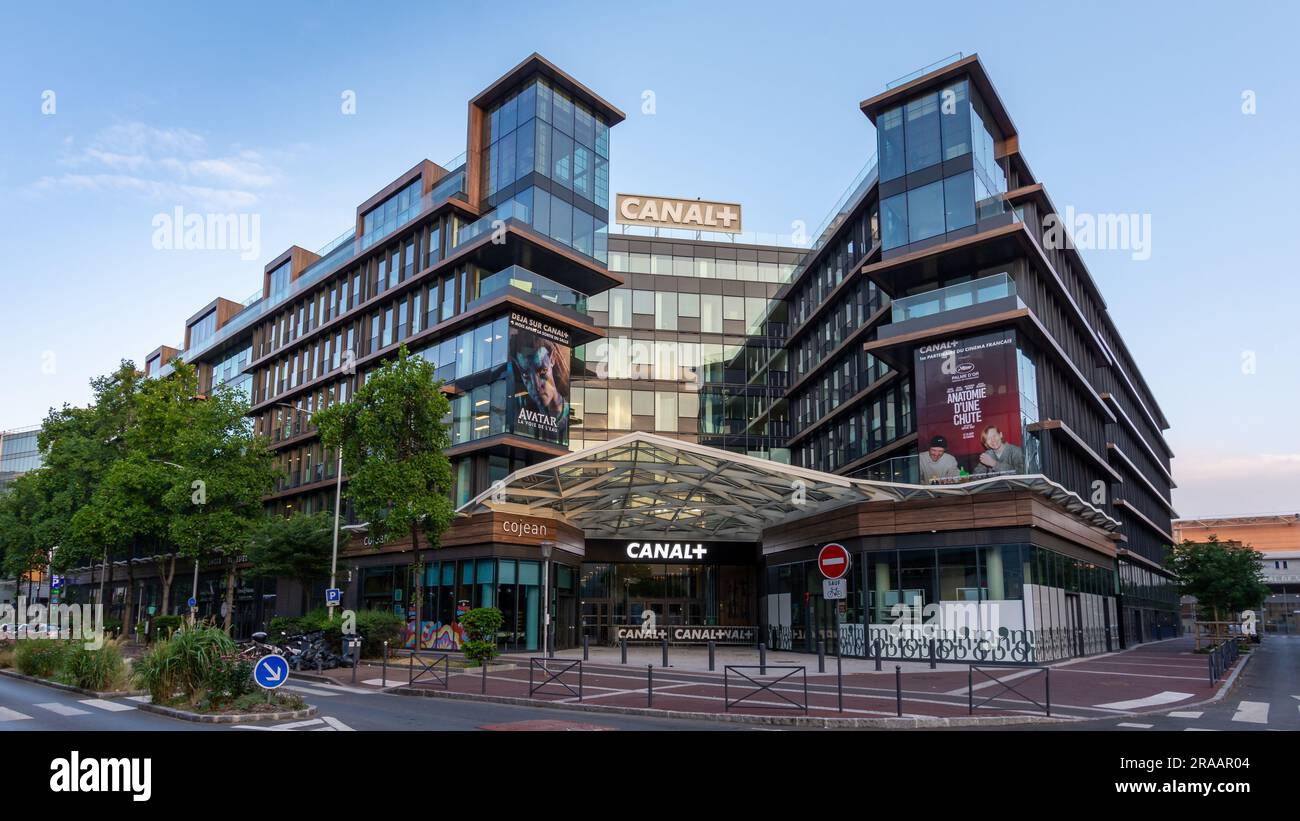 Exterior view of the headquarters of Canal+, a private French national ...