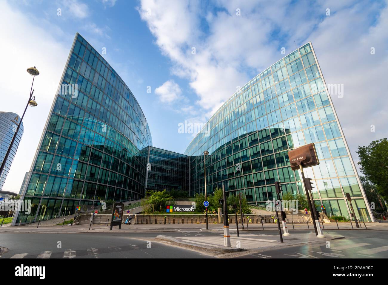 Wide angle view of the French headquarters of Microsoft, an American ...