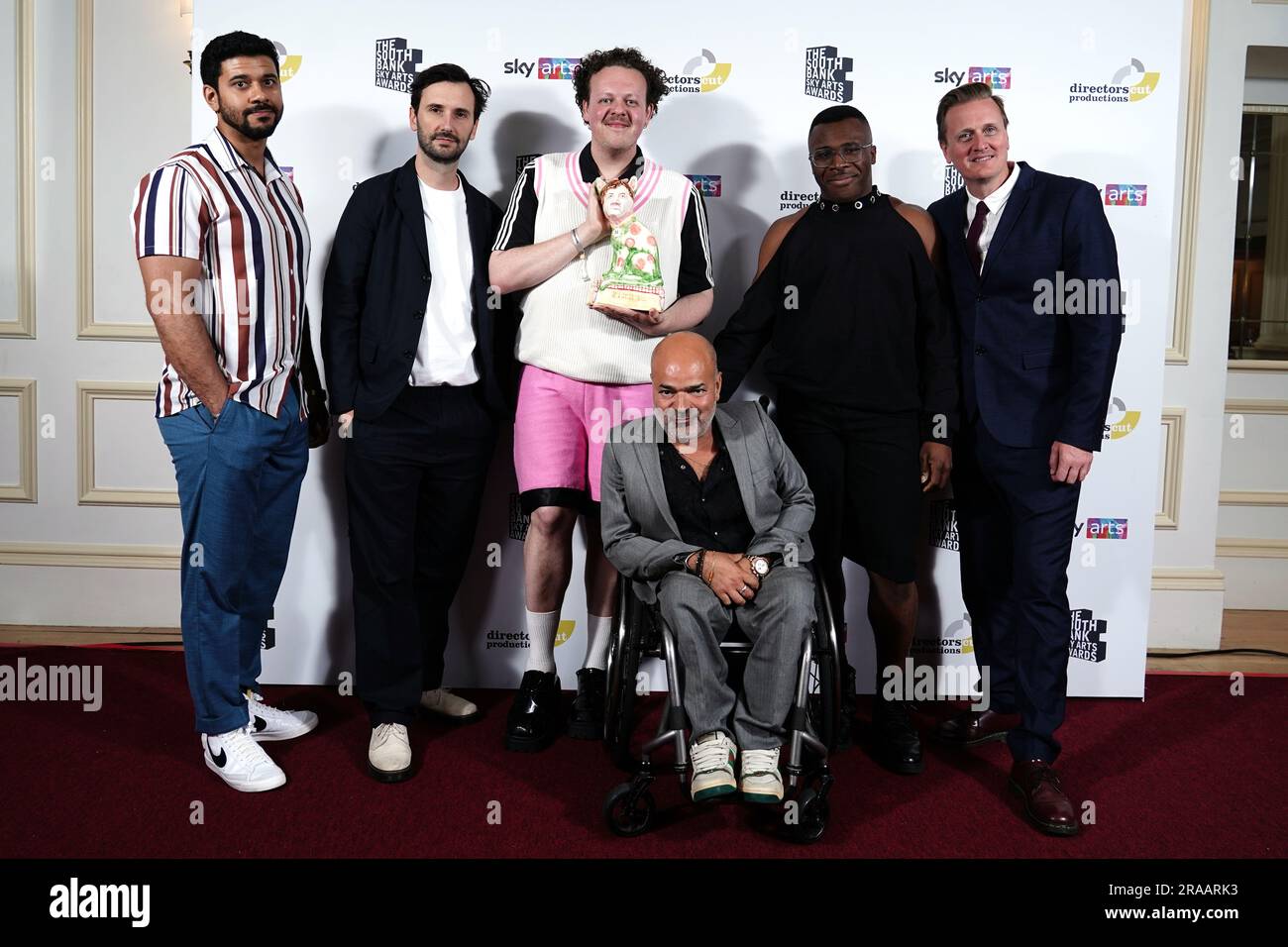 Jack Rooke (centre) and Ash Atalla (centre front) with the comedy award ...